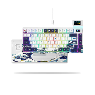 Womier - SK80 White Kanagawa 75% Mechanical Keyboard with Multimedia ...